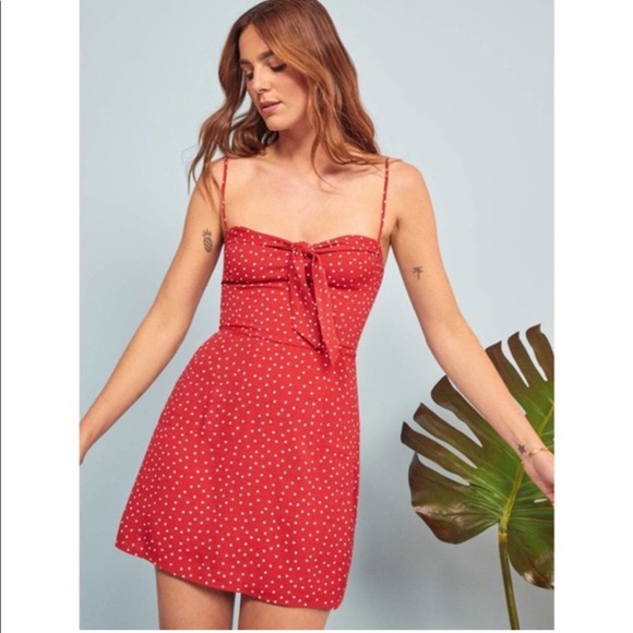 Reformation | Dresses | Reformation Red White Polka Dot Mini Dress ...